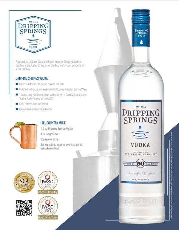Dripping Springs Vodka Brand Sheet - Dripping Springs Vodka